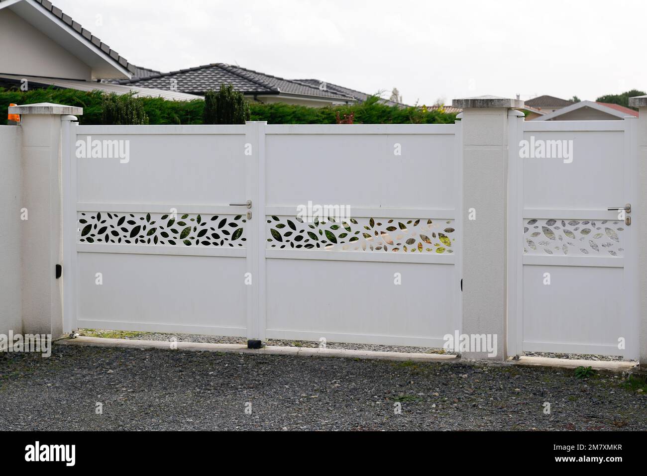 Design metal portal steel and door of suburb modern house Stock Photo ...