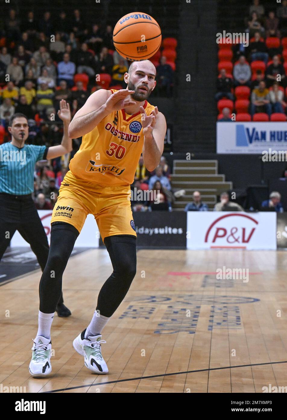 Oostende, Belgium. 10th Jan, 2023. Pierre-Antoine Gillet (30) of BCO ...