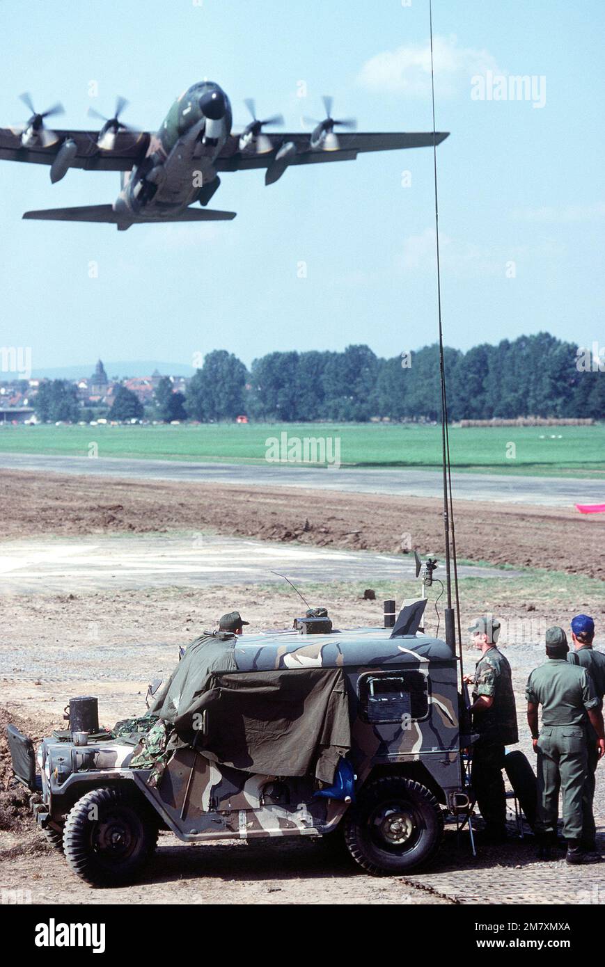 A C-130 Hercules aircraft takes off during Exercise Reforger '81 ...