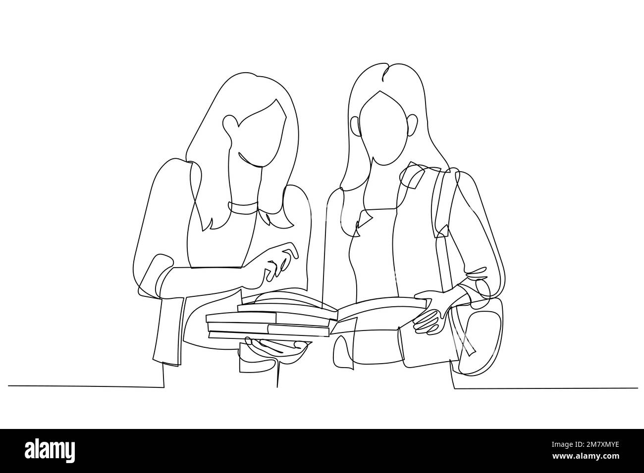 Illustration of portrait of young students go to campus. Single ...