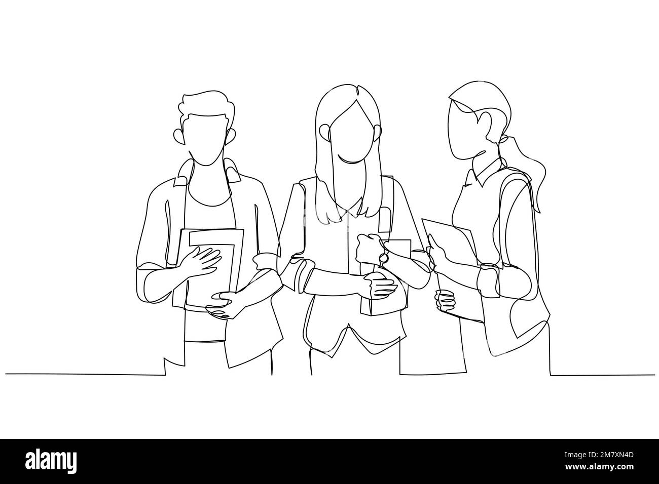 Illustration of group of happy students outdoor after having education ...