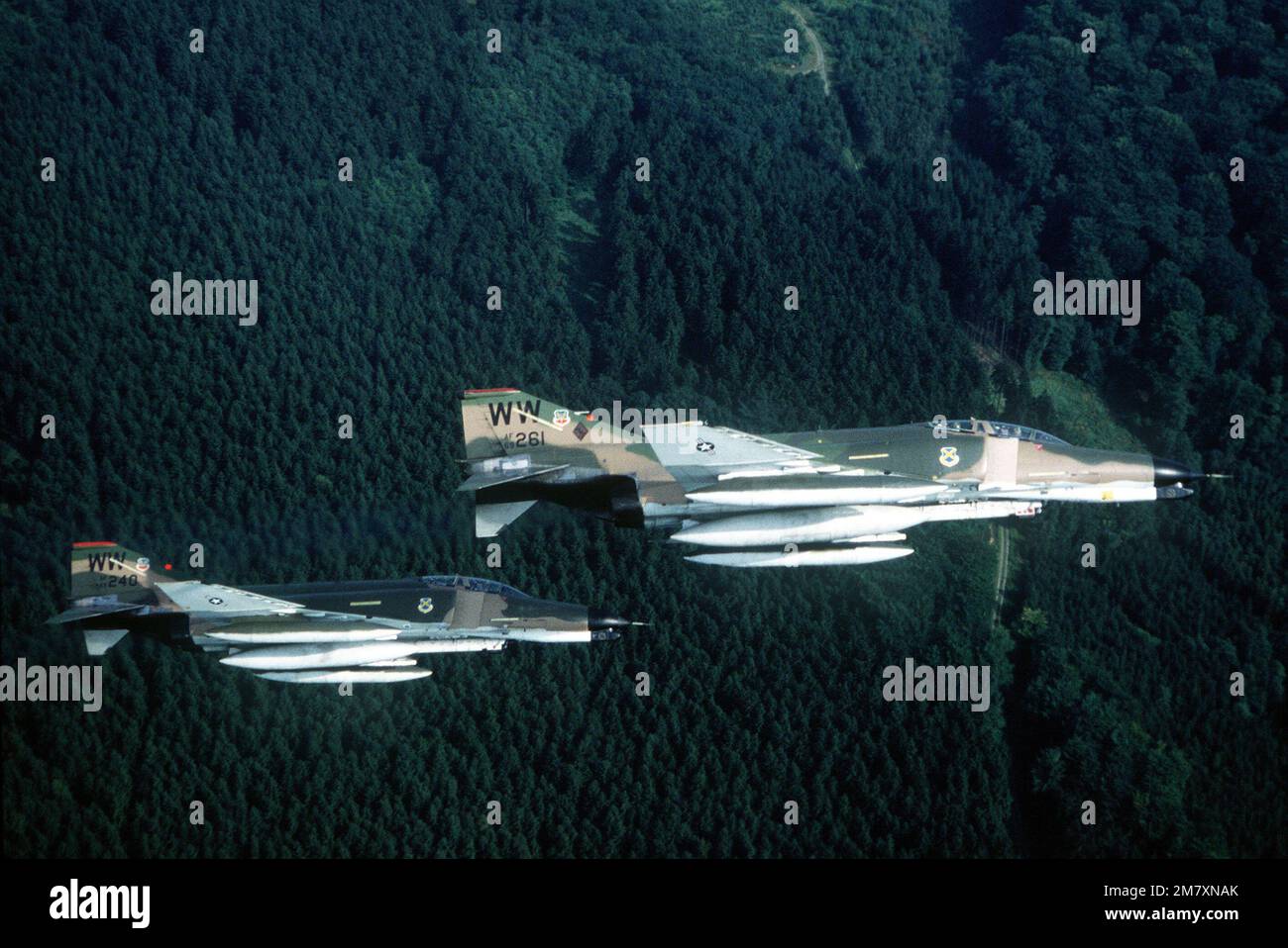 A right side view of two F-4 Phantom II aircraft from the 563rd ...