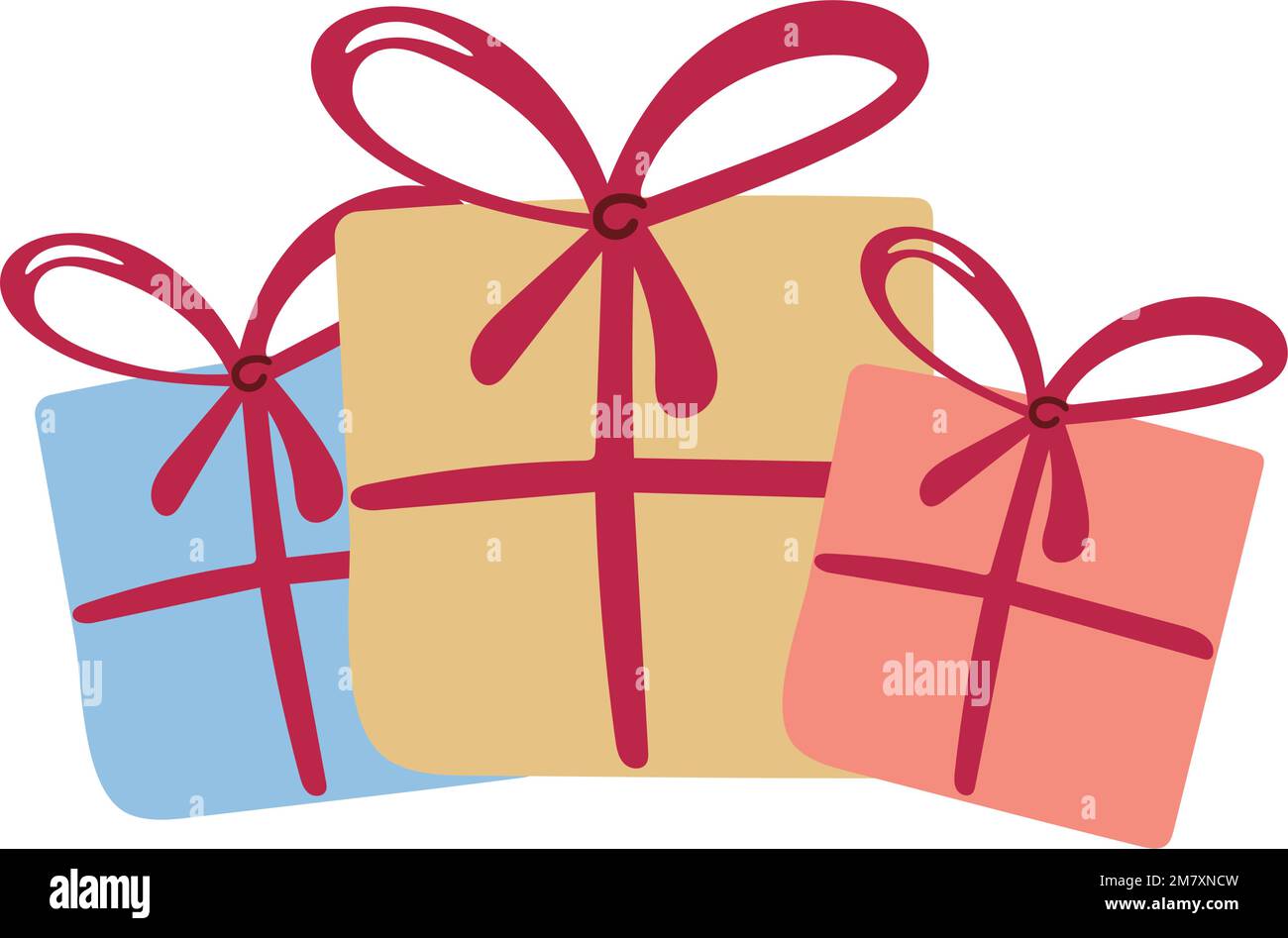 Gift boxes clip art. Closed cardboard boxes with ribbons Stock Vector ...