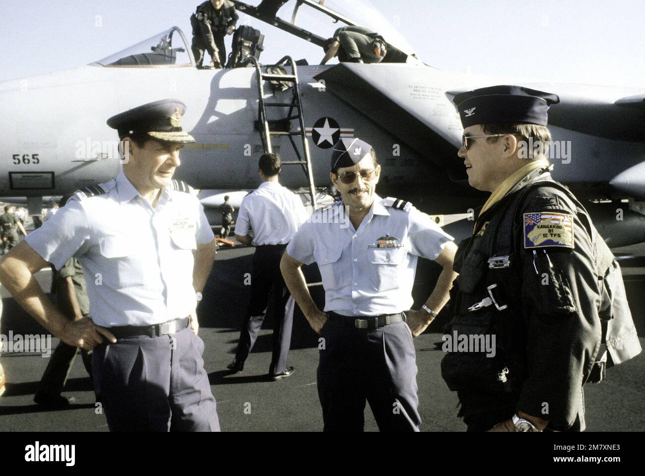 COL W.R. Macfarlane, 18th Tactical Fighter Wing, right, is welcomed ...