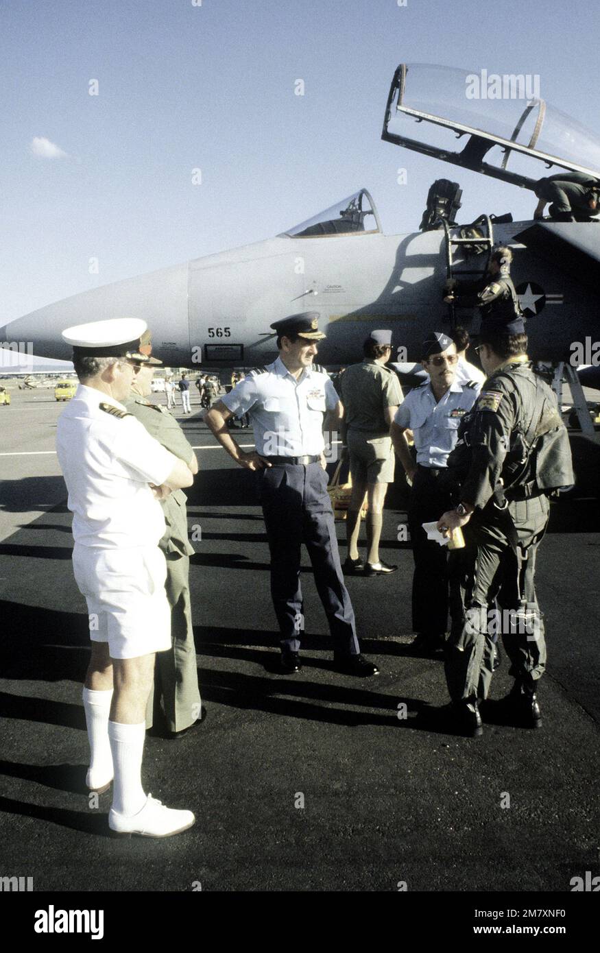 COL W.R. Macfarlane, 18th Tactical Fighter Wing, right, is welcomed ...