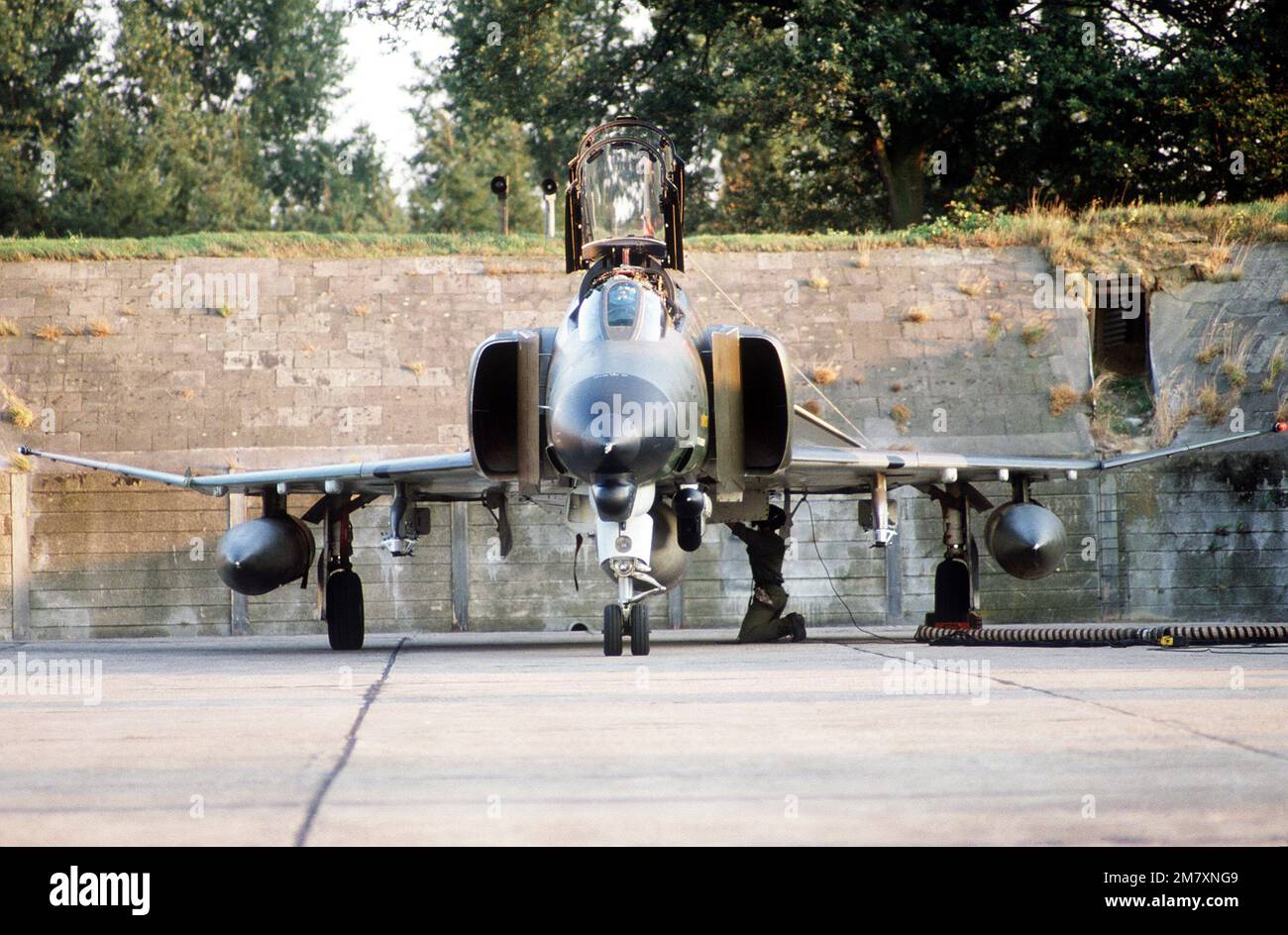 A front view of an F-4 Phantom II aircraft from the 563rd Tactical ...