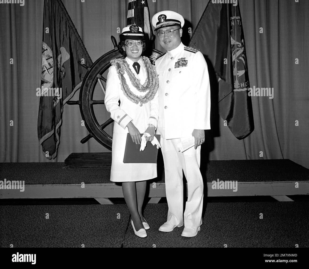 ENSIGN Donalda Charlotte Chang poses with her father RADM Ming E. Chang ...