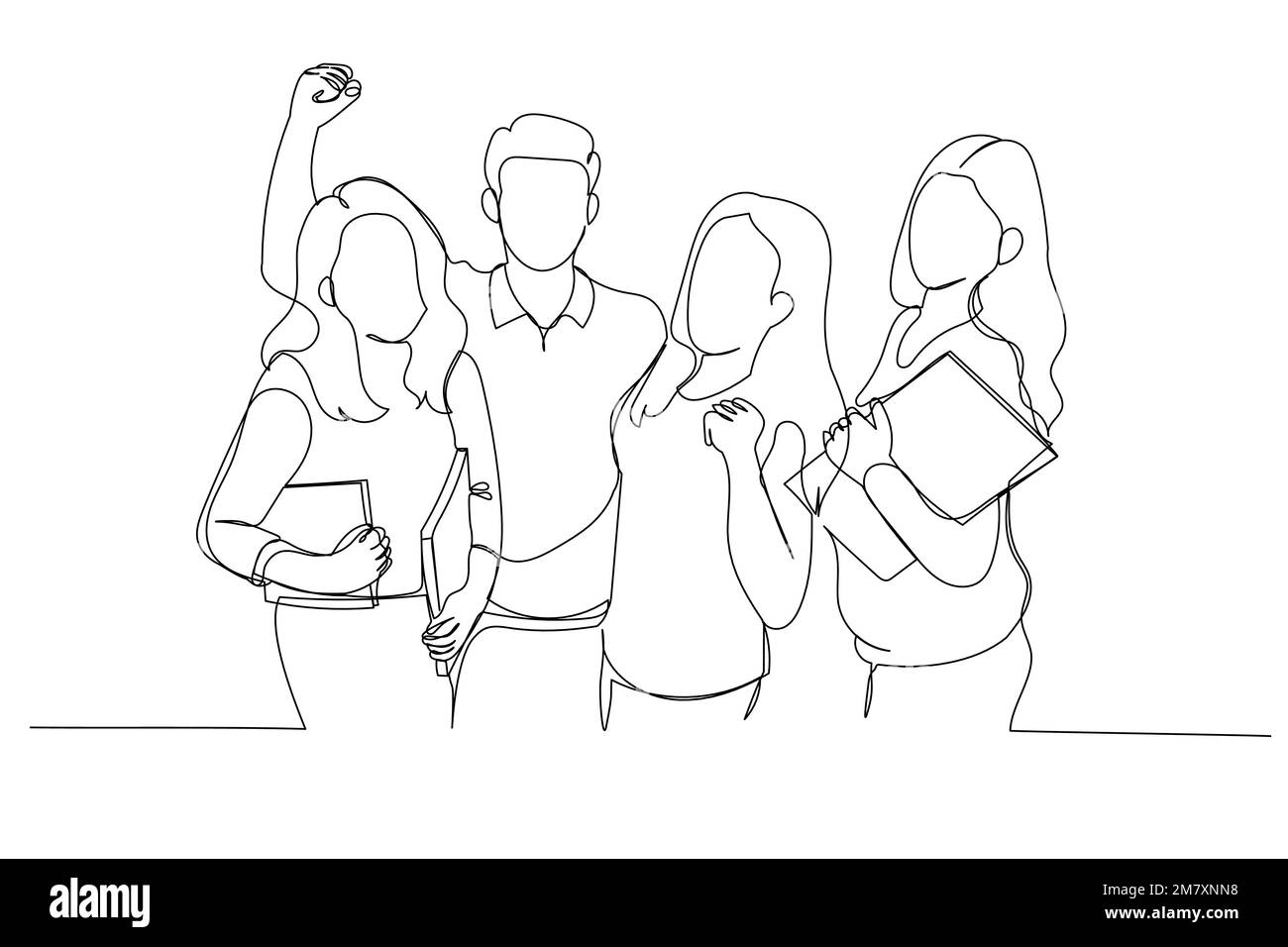 Illustration of group of people looking at camera, smiling and ...