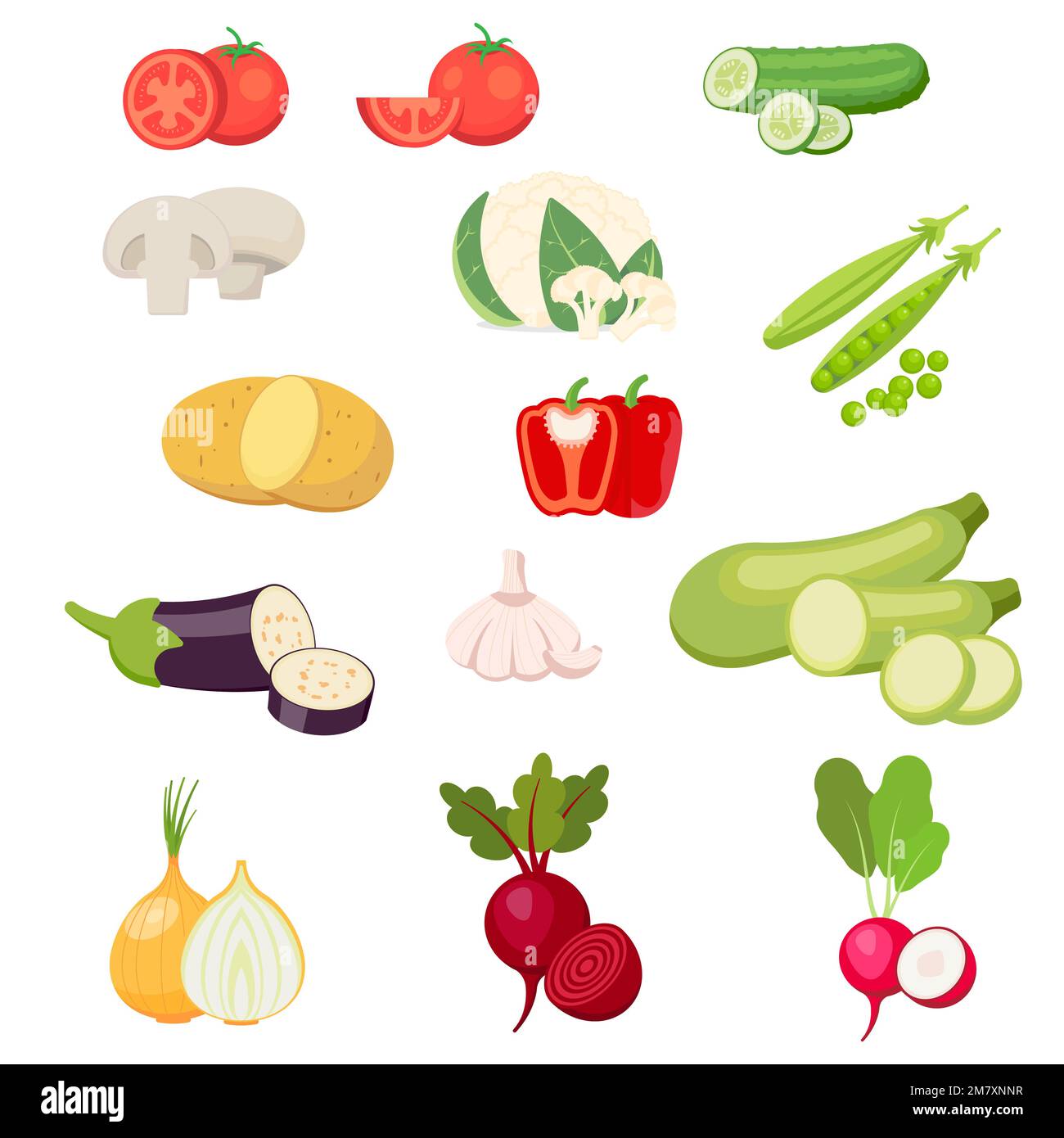 Vegetables icons. Collection farm product isolated on white background ...