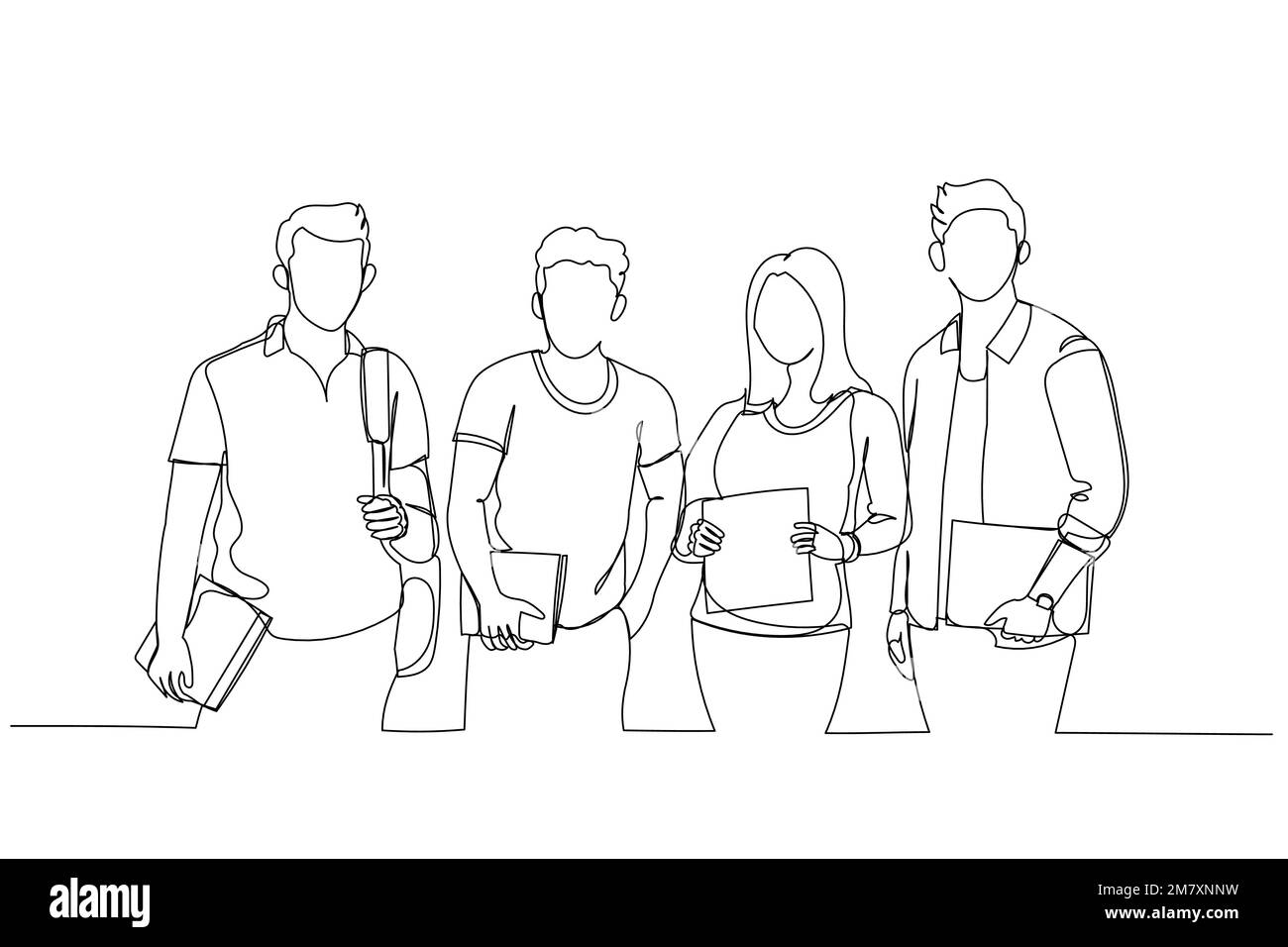 Illustration of group of college students or friends together standing ...