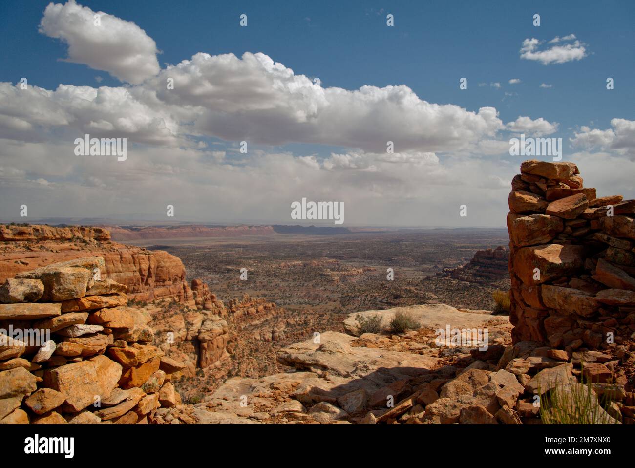 The ruins of a watchtower looking over Dry Wash Canyon and the vast ...