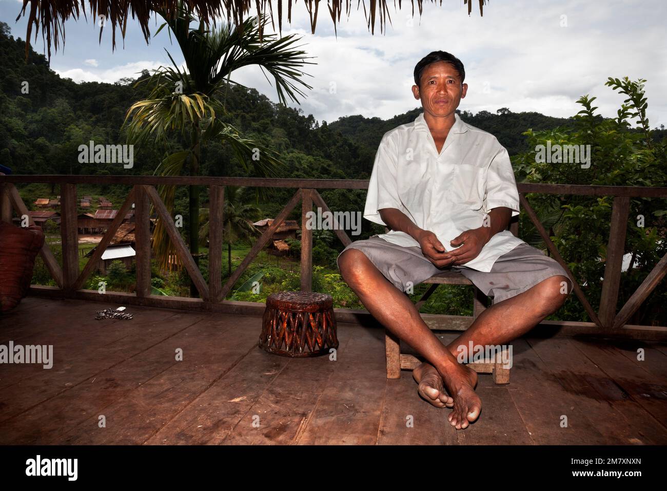 Luang Nam Tha, Laos-July 19, 2009. In a village of ethnic Khamu in ...
