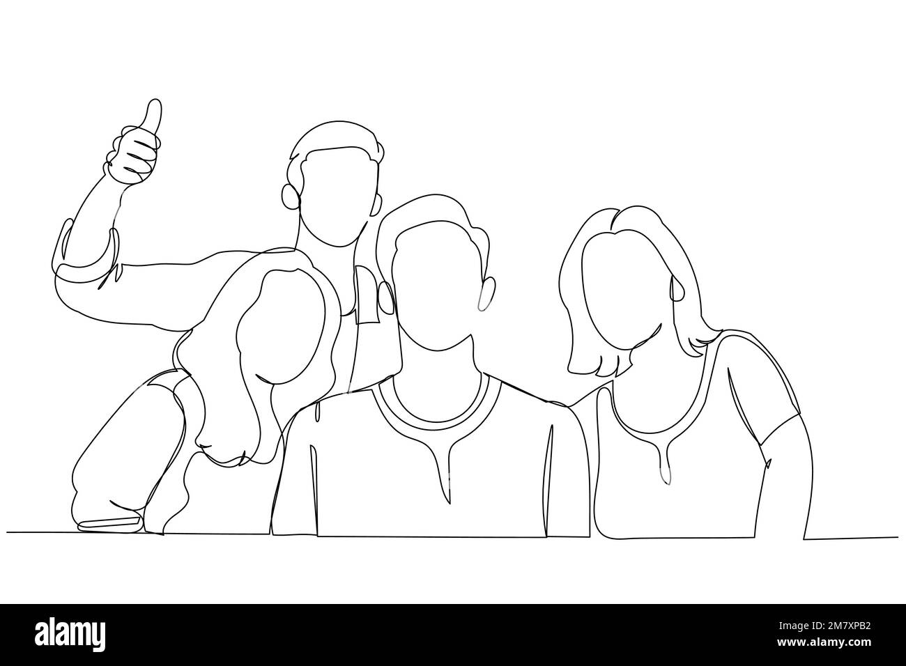 Drawing of Students Posing Together Making Selfie Near University ...