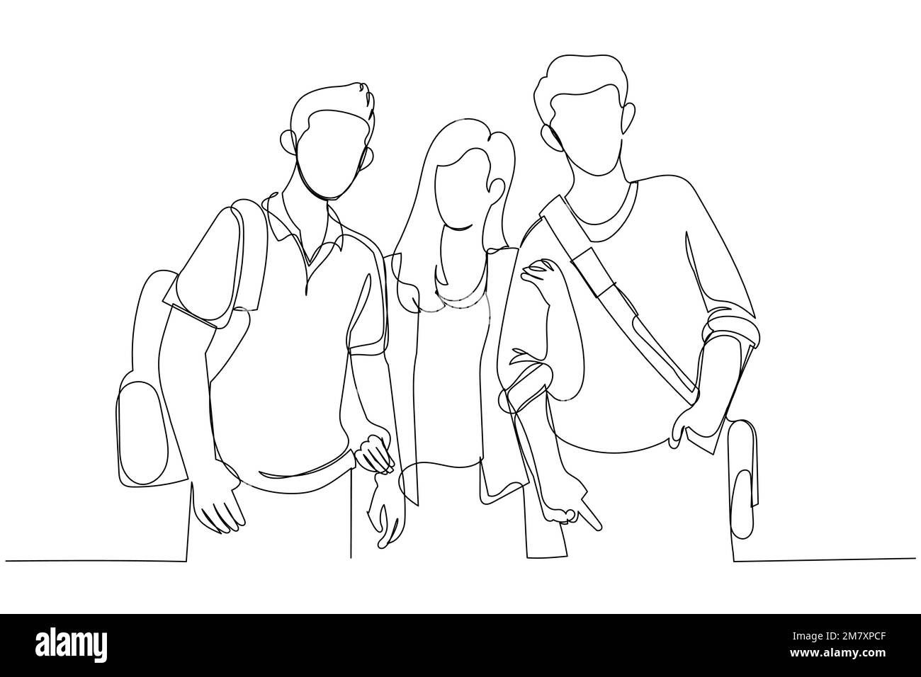 Illustration of males and female students standing posing looking to ...