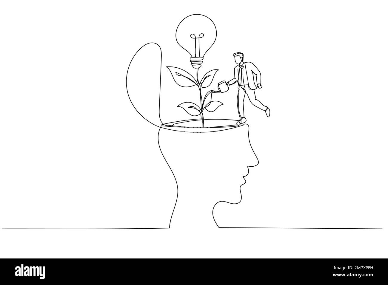 Cartoon of businessman with lightbulb idea in his hand try to make ...