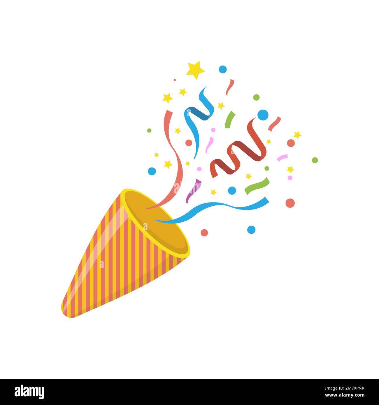 Exploding party poppers with confetti. Vector illustration. Eps 10 ...