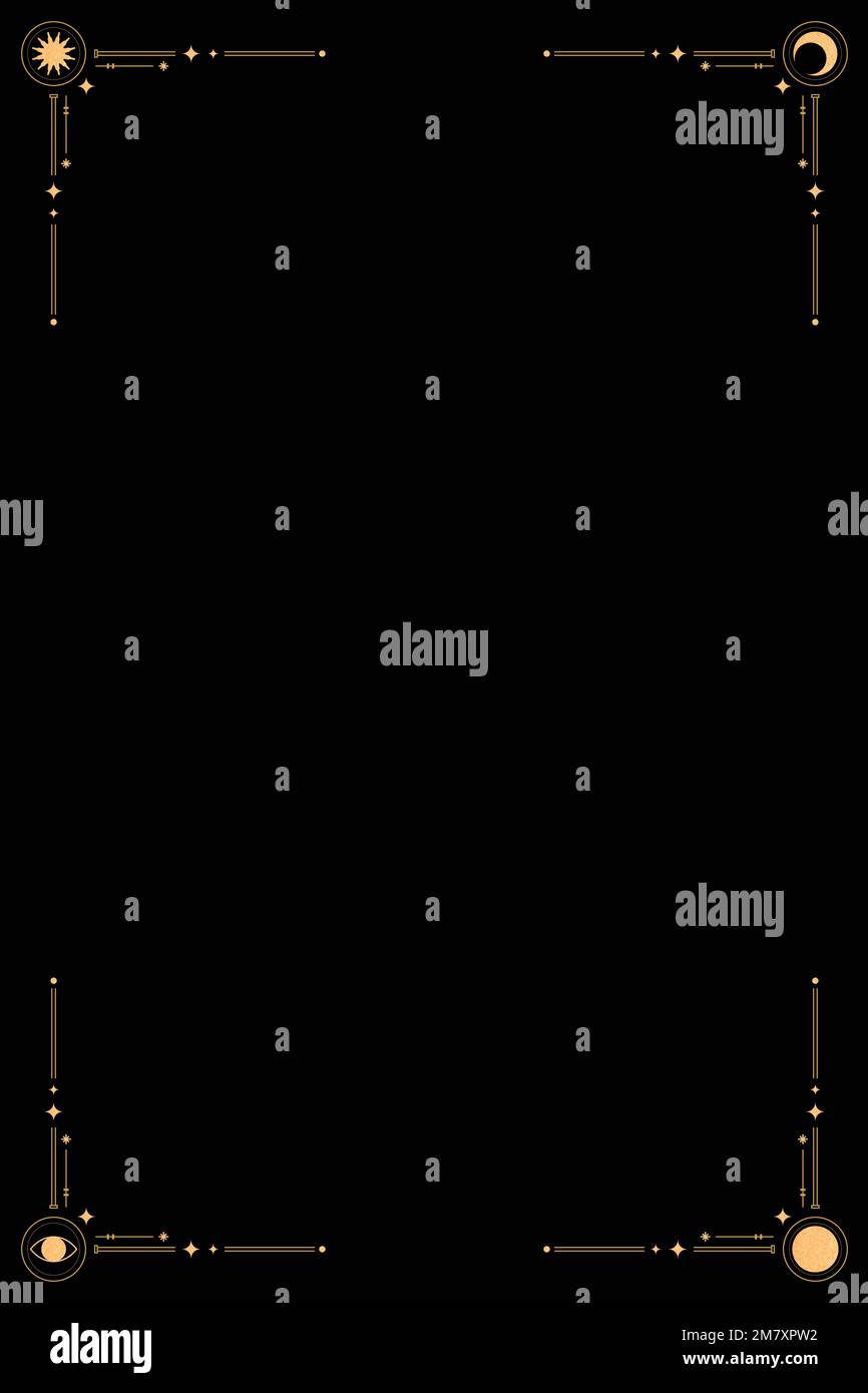Gold moon and sun border on a black background vector Stock Vector ...