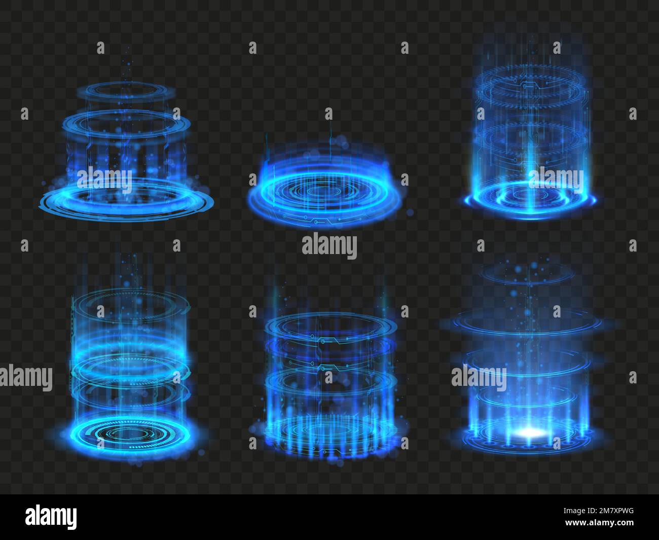Futuristic teleport podium. Digital fantastic sci-fi portal, hologram ...