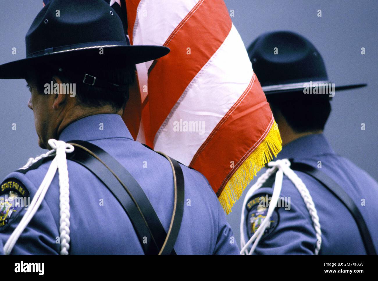 A view of two Maine State Troopers acting as Color Guard during the ...