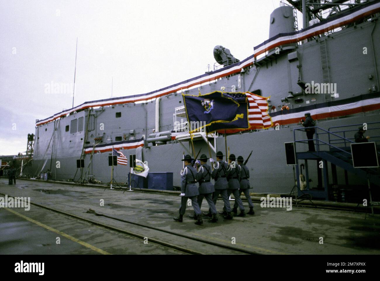 A Color Guard consisting of five Marine State Troopers march on the ...