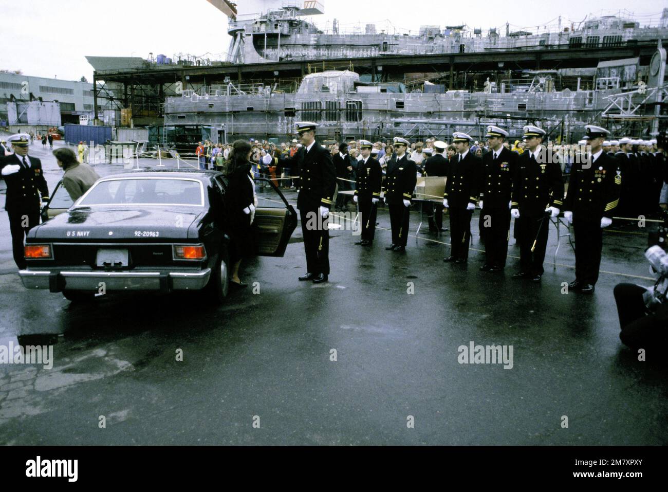 Guests attending the commissioning ceremony for the guided missile ...
