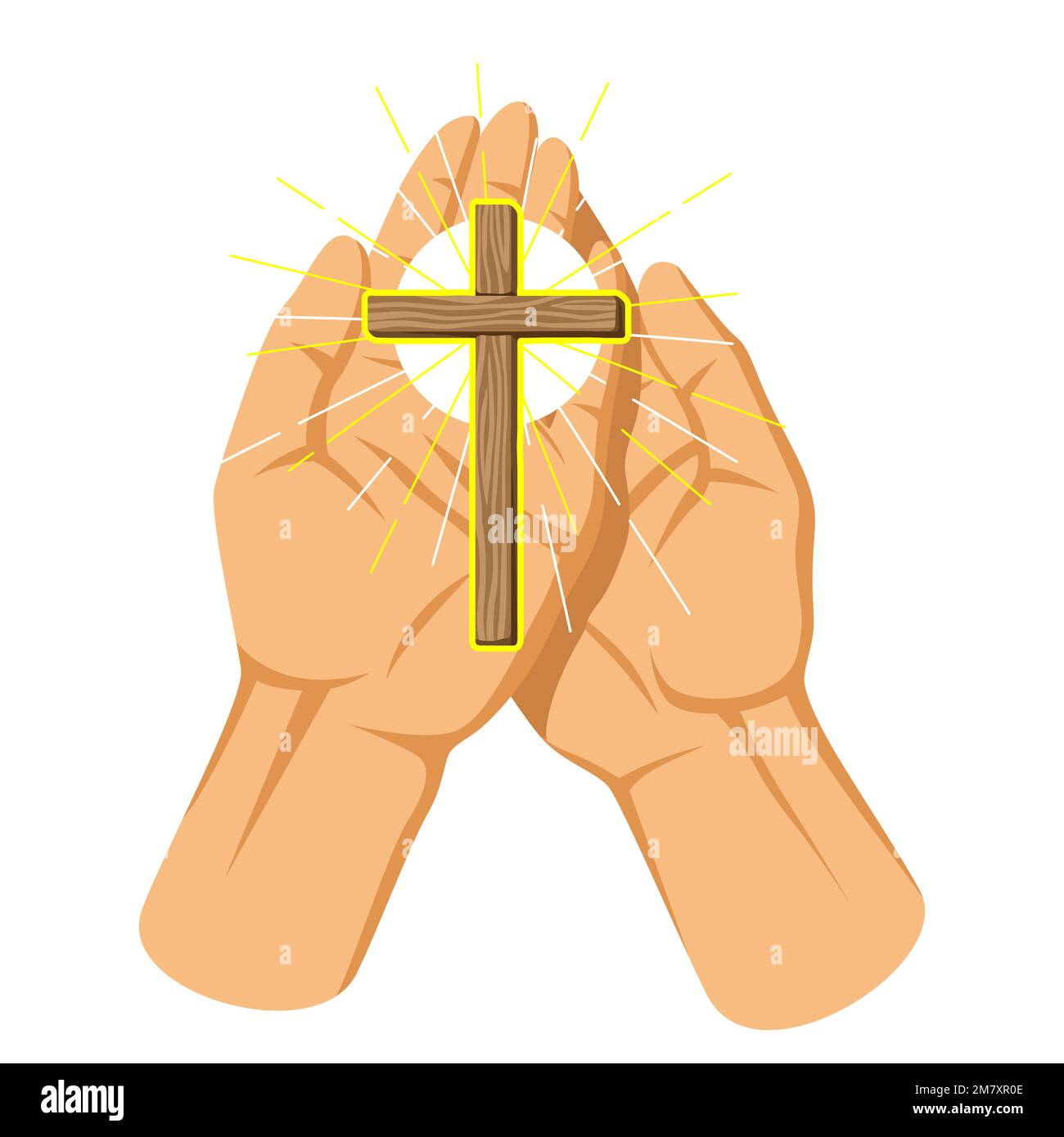 Hands holding cross Stock Vector Images - Alamy