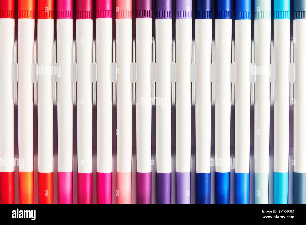 Pattern of watercolor markers for painting and sketching on purple ...