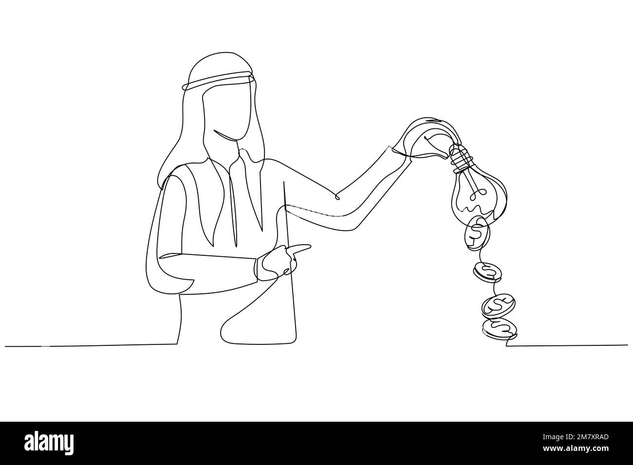 Cartoon of arab muslim businessman hand shaking the lightbulb idea to ...