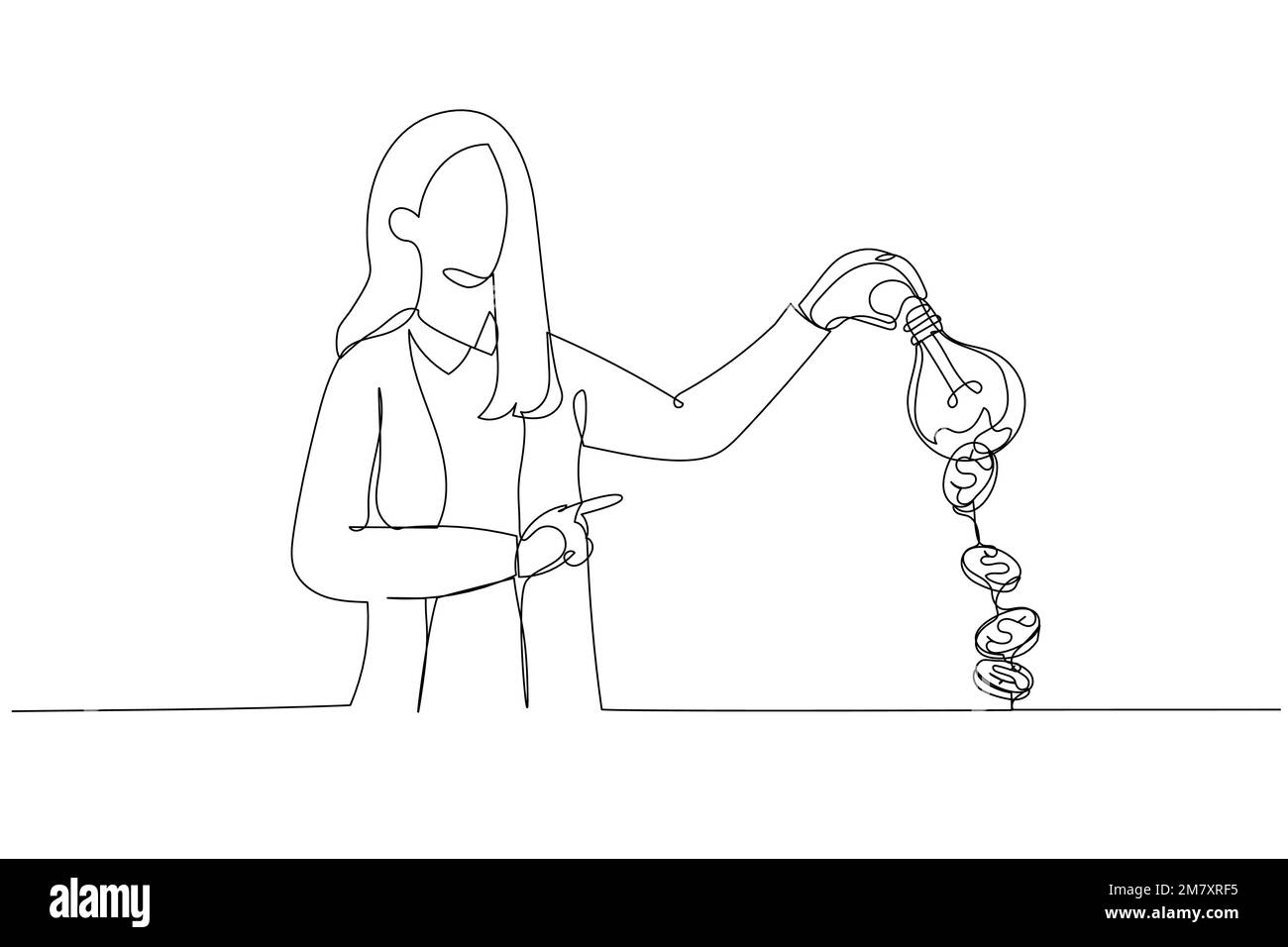 Illustration of businesswoman hand shaking the lightbulb idea to earn ...