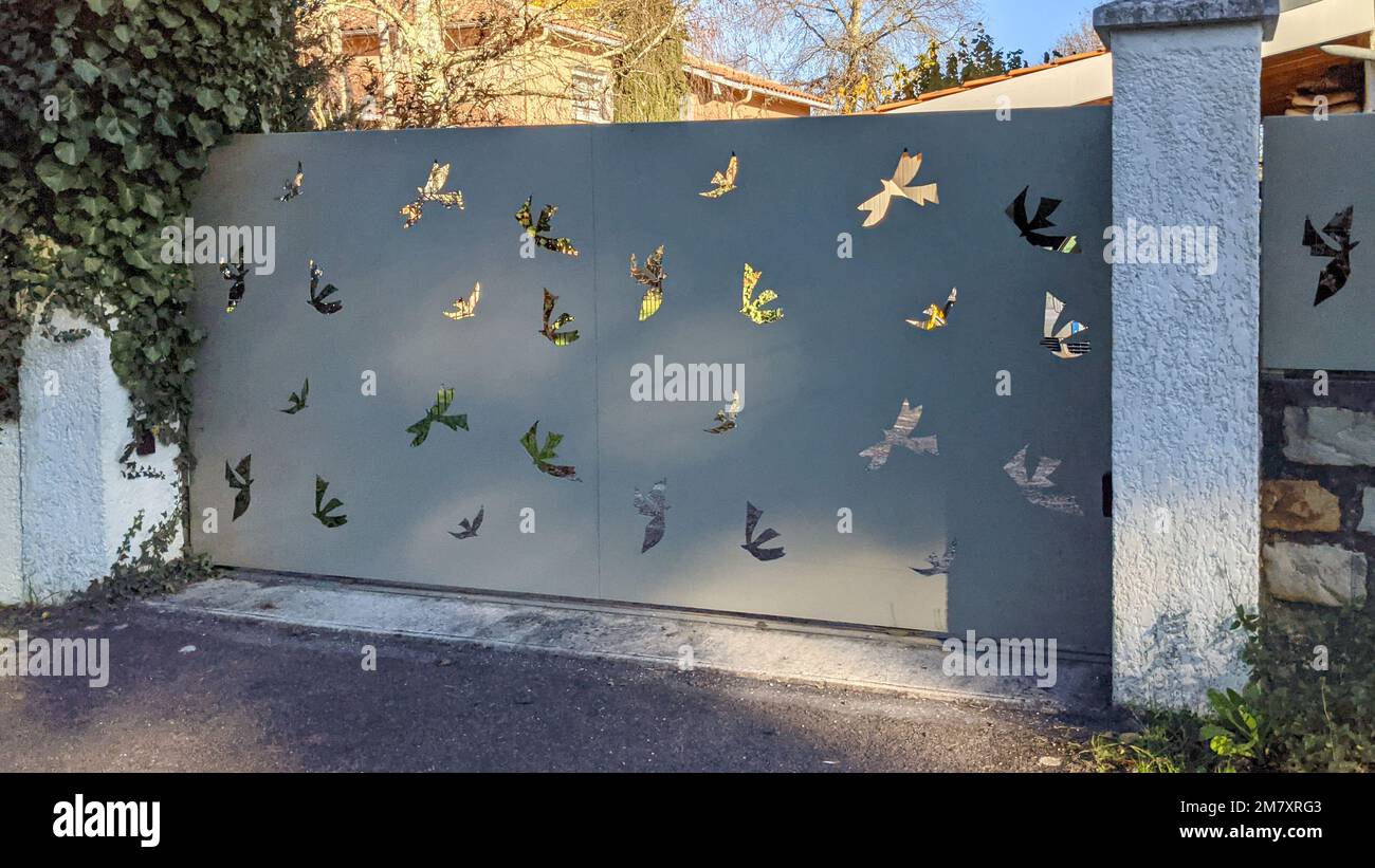 Aluminum modern design gray paint metal gate house portal of suburb ...