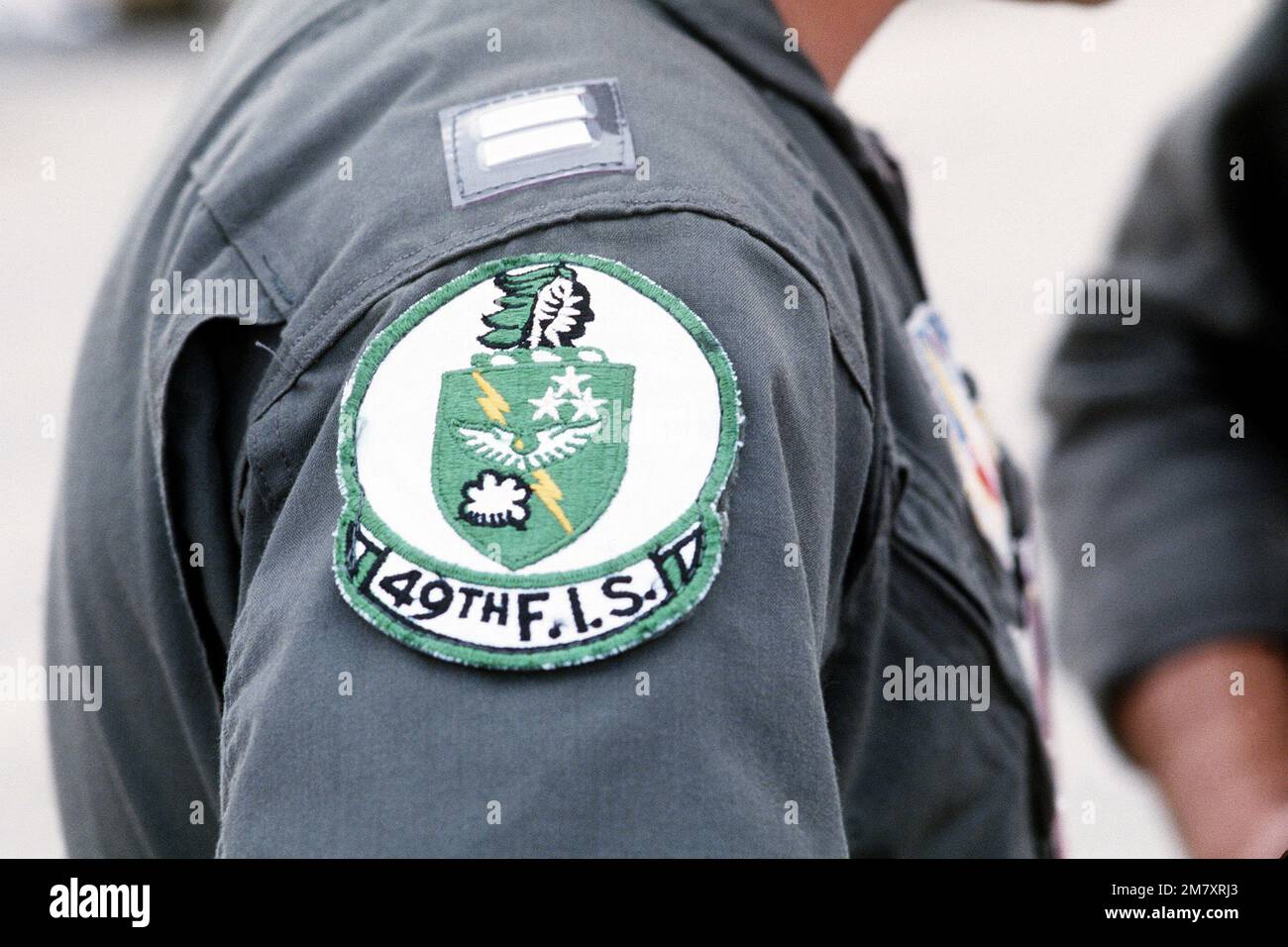 A view of the shoulder patch worn by members of the 49th Fighter ...