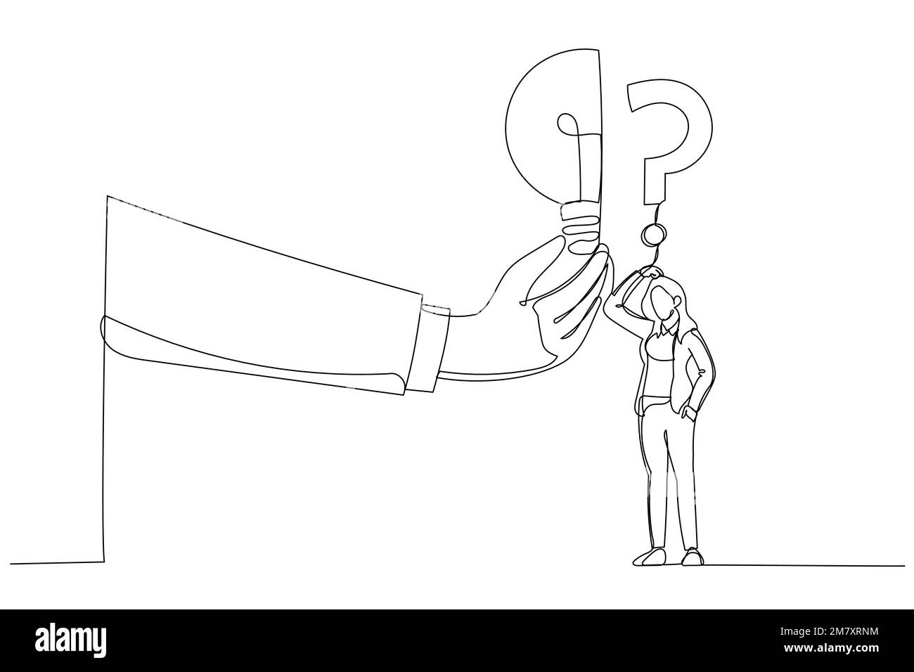 Illustration of businesswoman stand with question mark sign then ...