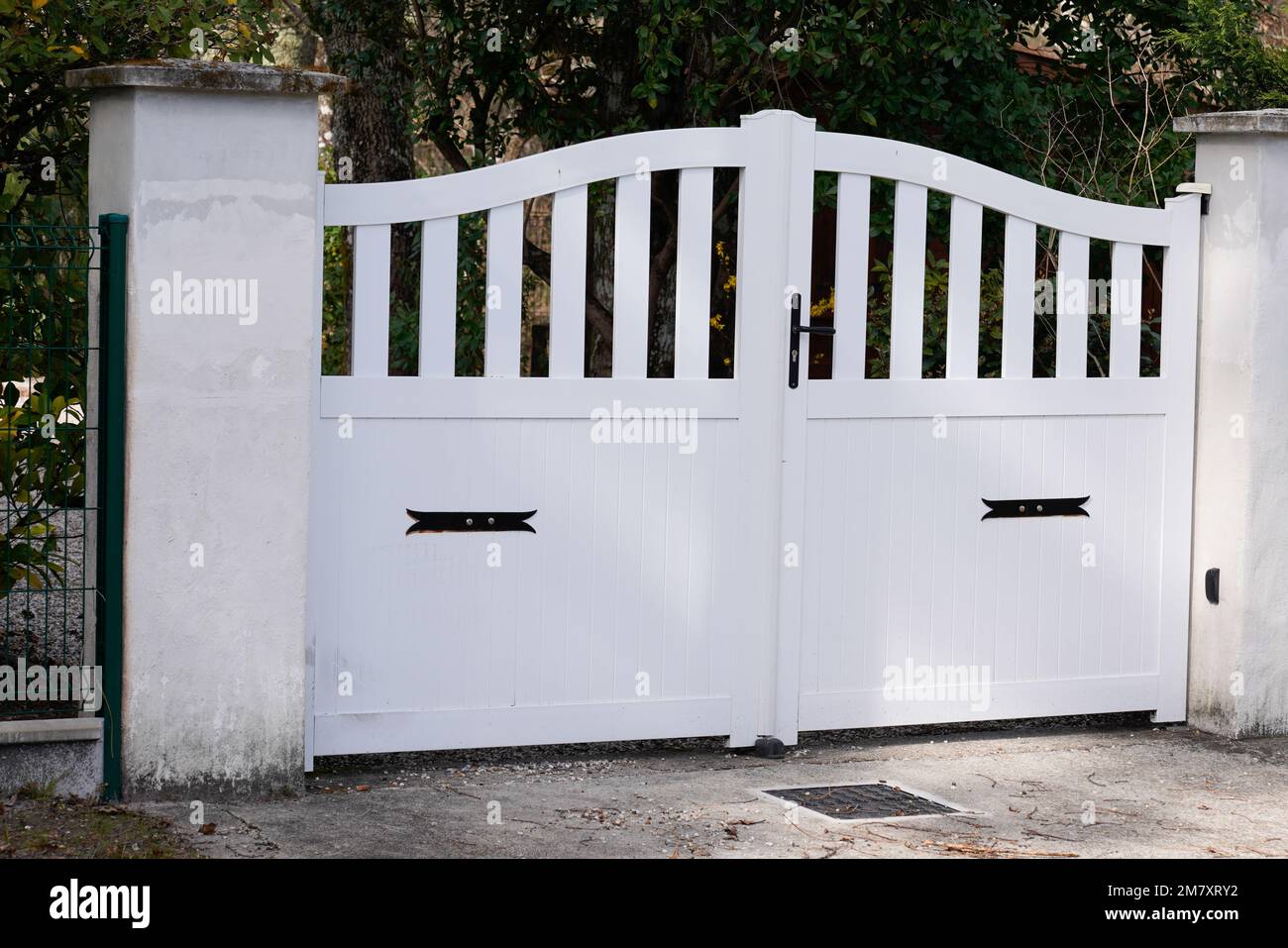 portal electric aluminum white metal gate and door home of suburb house ...