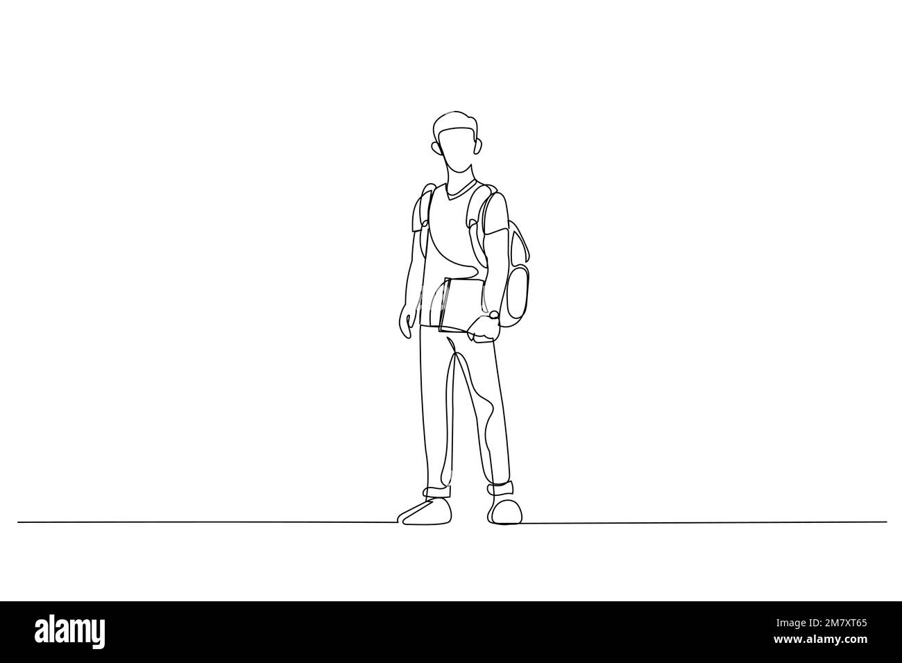 Illustration of happy student standing with backpack and folders ...