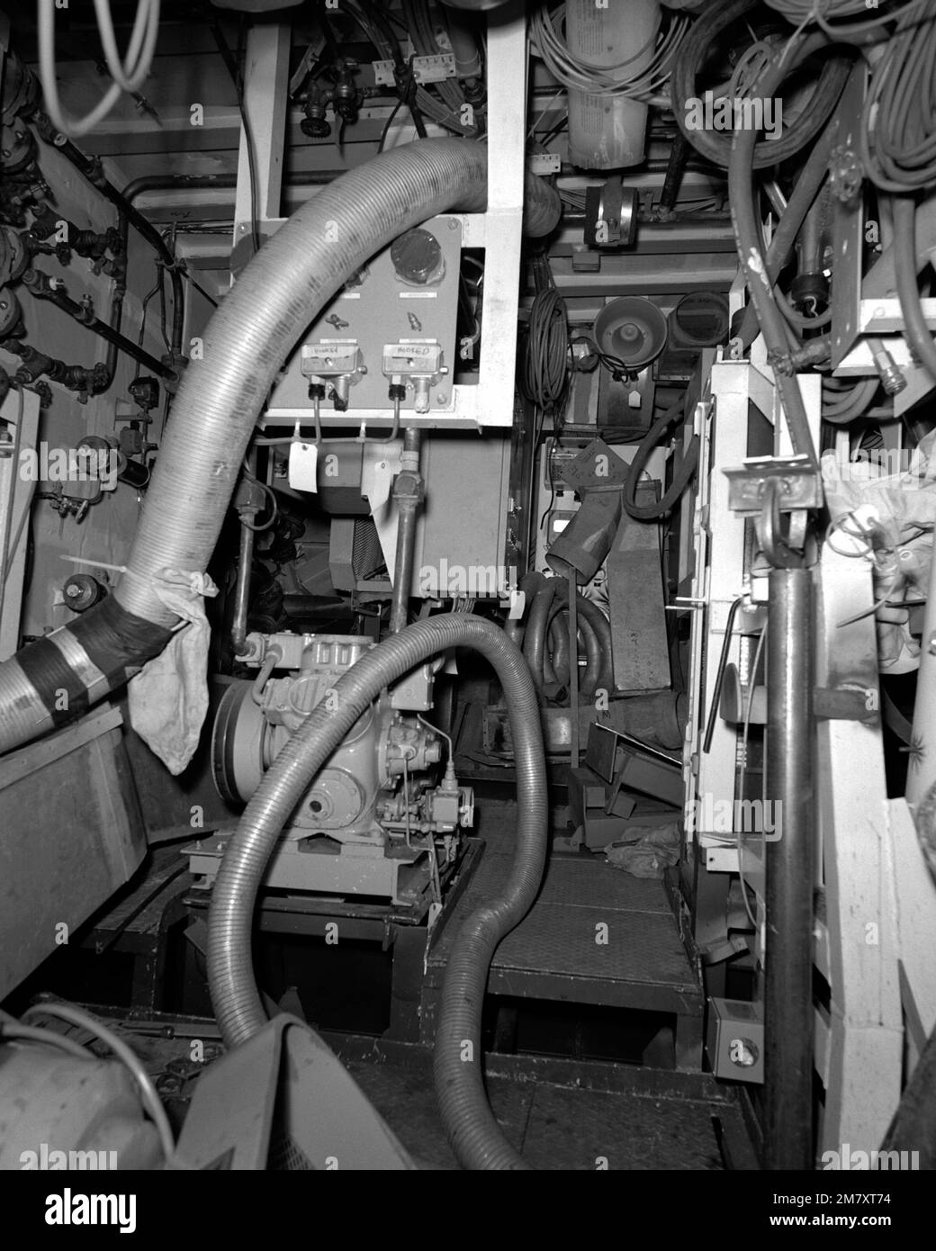 The auxiliary machinery room No. 1 aboard the guided missile frigate ...