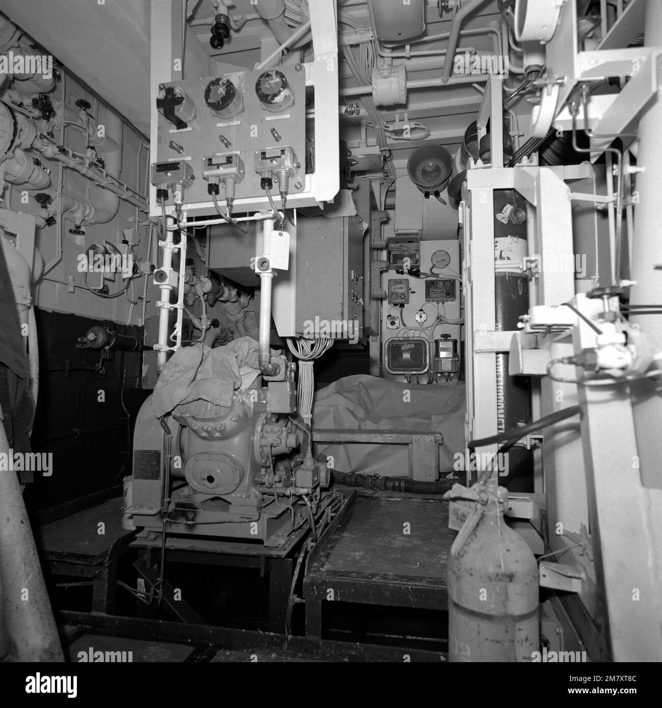 The auxiliary machinery room No. 1 aboard the guided missile frigate ...