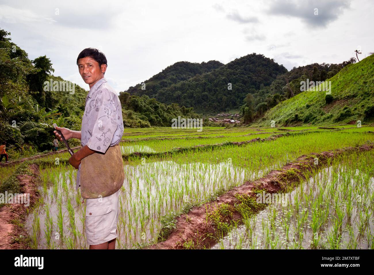 Luang Nam Tha, Laos-July 19, 2009. In a village of ethnic Khamu in ...