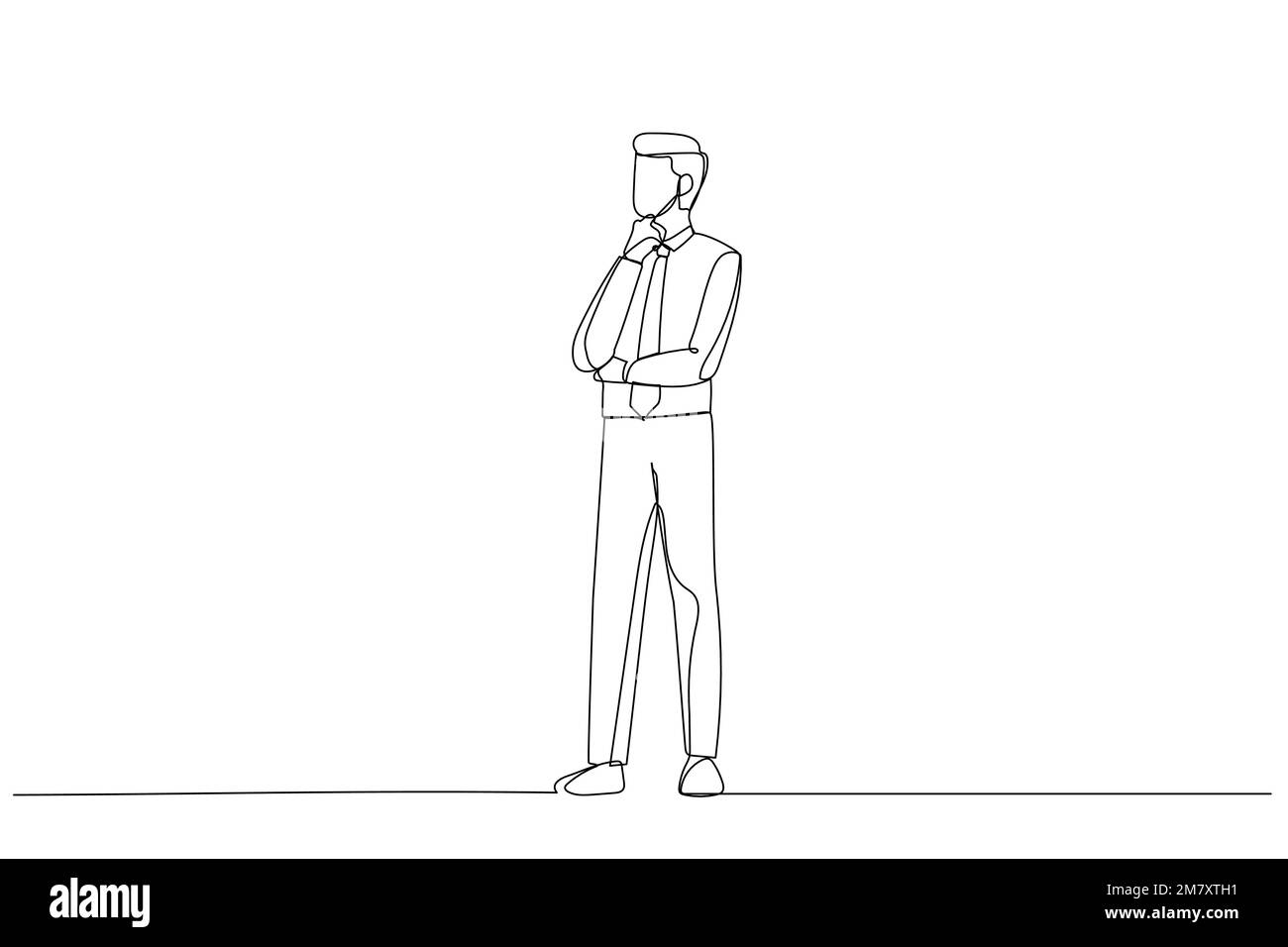 Illustration of businessman in formalwear thinking and looking up with ...