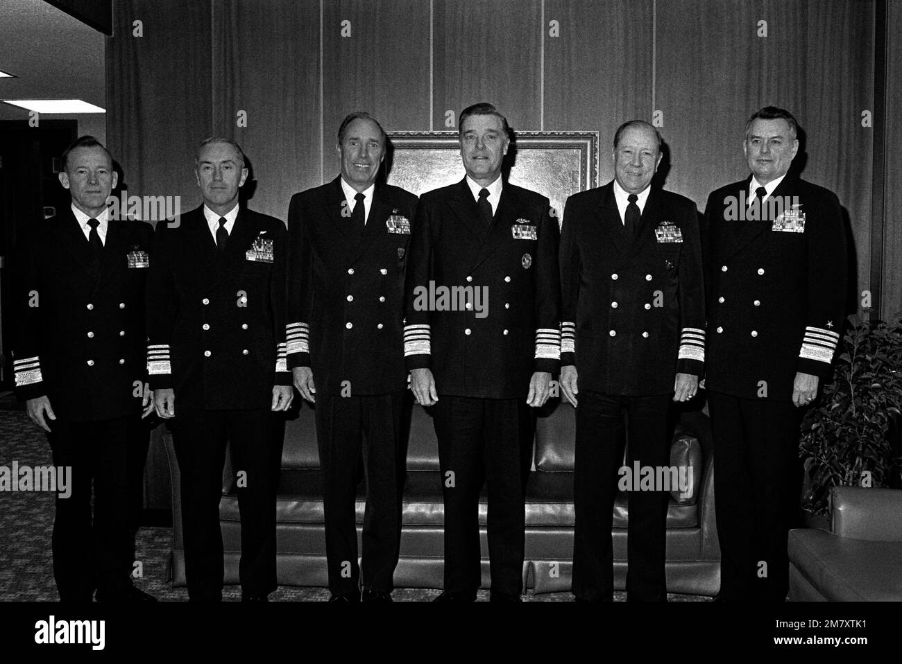 Admiral James D. Watkins, CHIEF of Naval Operations, third from left ...