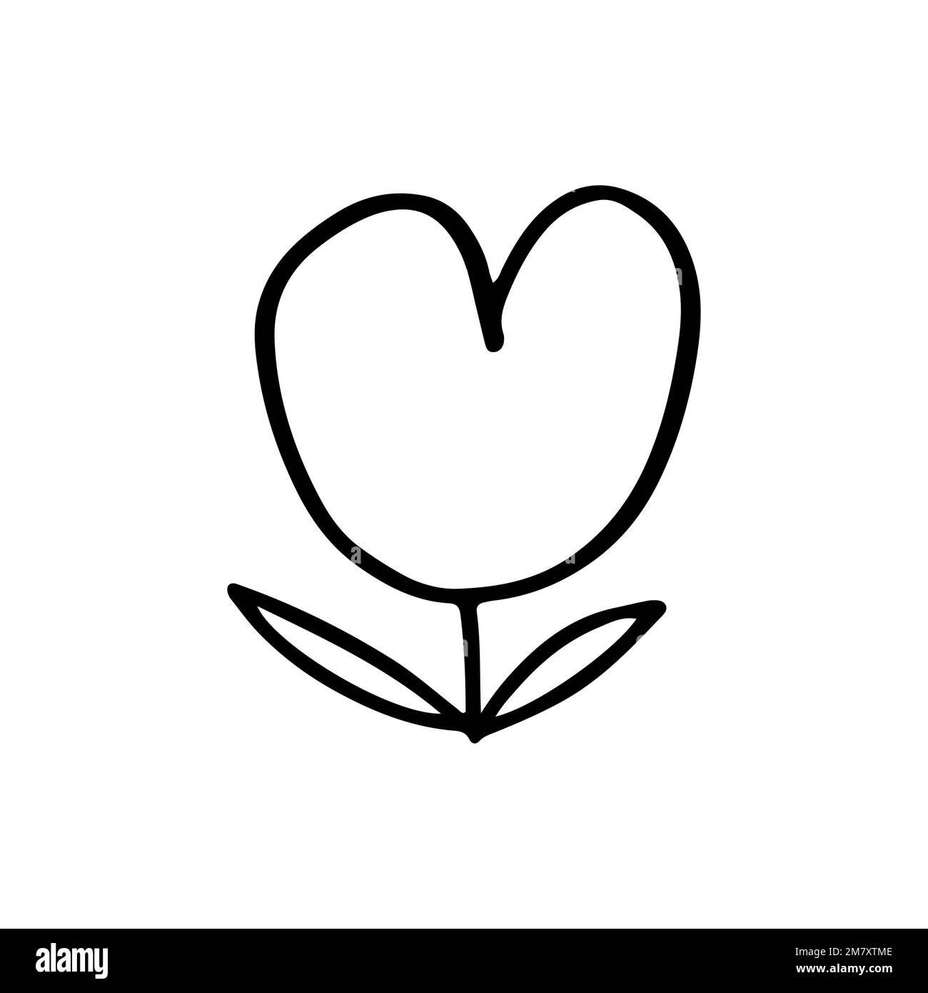Tulip vector icon drawn with a heart in one line. Illustration for ...