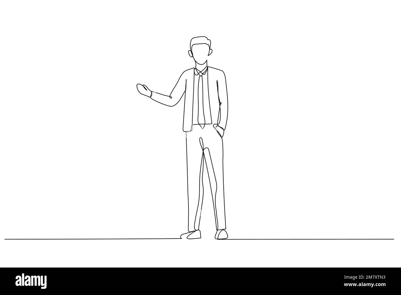 Illustration of businessman which holding invisible copyspace on the ...