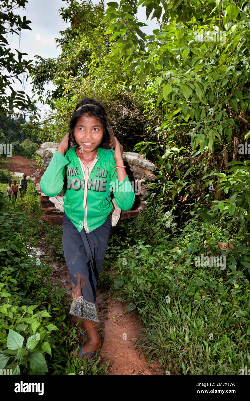 Luang Nam Tha, Laos-July 19, 2009. A girl of ethnic Khamu from northern ...