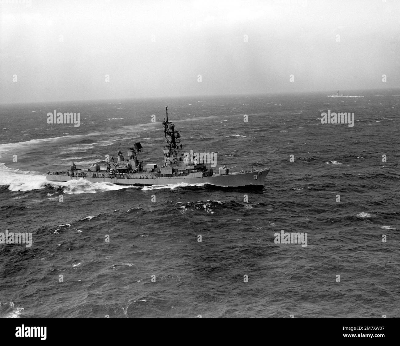Aerial starboard side view of the Adams class guided missile destroyer ...