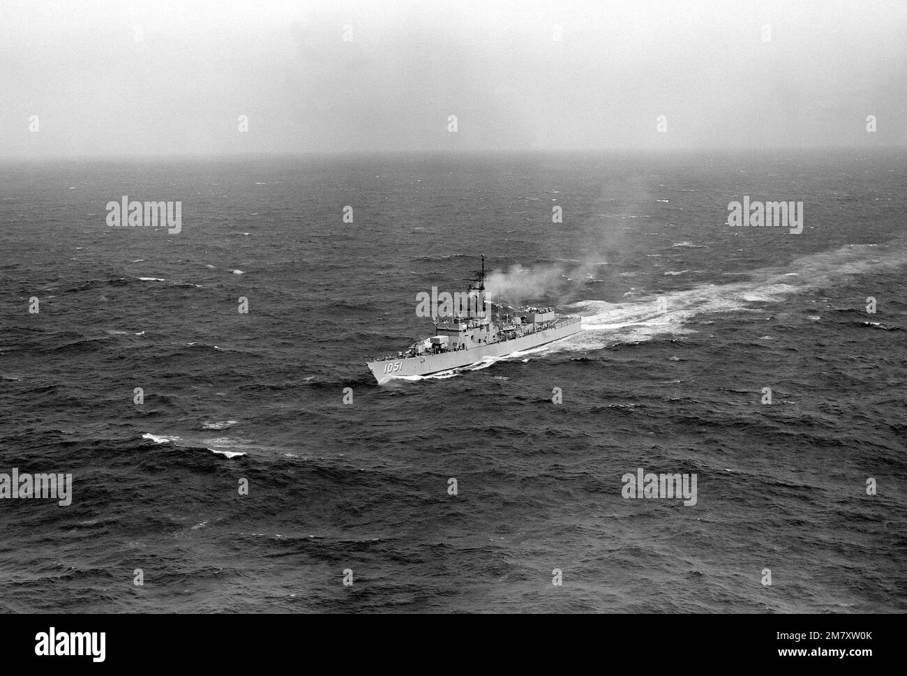 Aerial port bow view of the Garcia class frigate USS O'CALLAHAN (FF ...