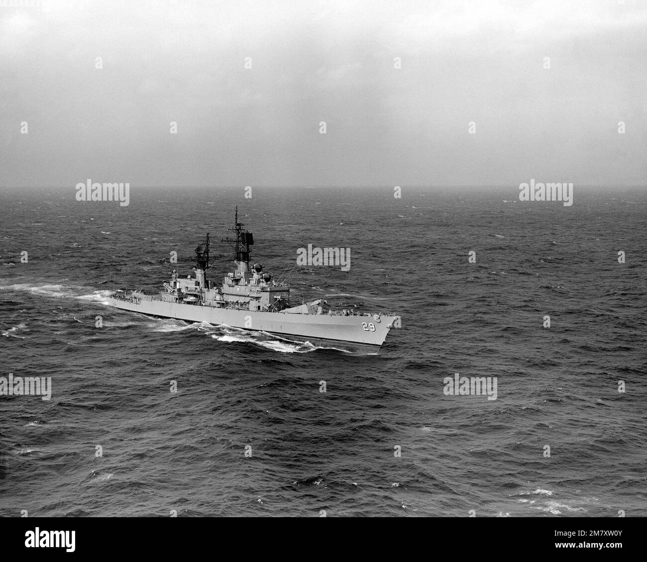 Aerial starboard bow view of the Belknap class guided missile cruiser ... Aerial starboard bow view of the Belknap class guided missile cruiser ...