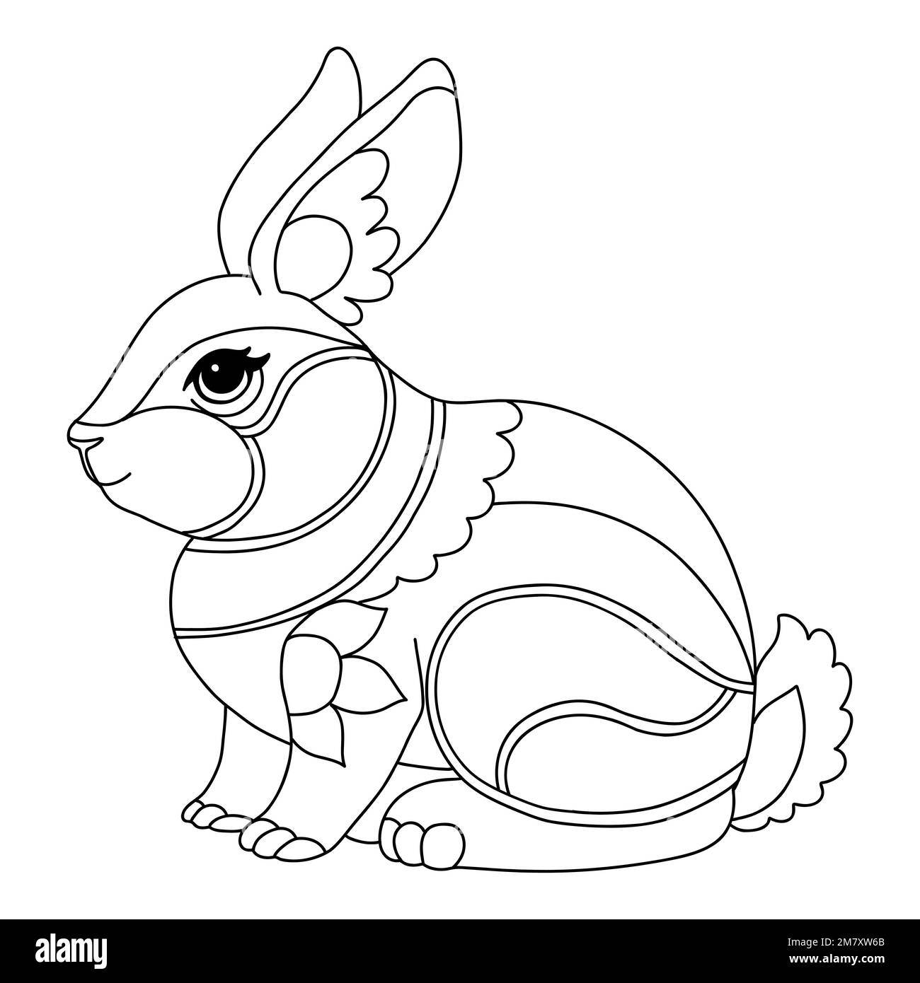 Cute rabbit tangle design. Hand drawn doodle vector illustration ...