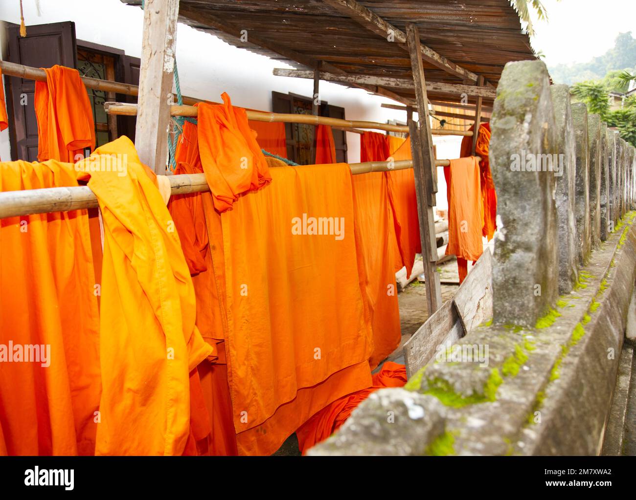 Buddhist clothes lying in the sun Stock Photo - Alamy