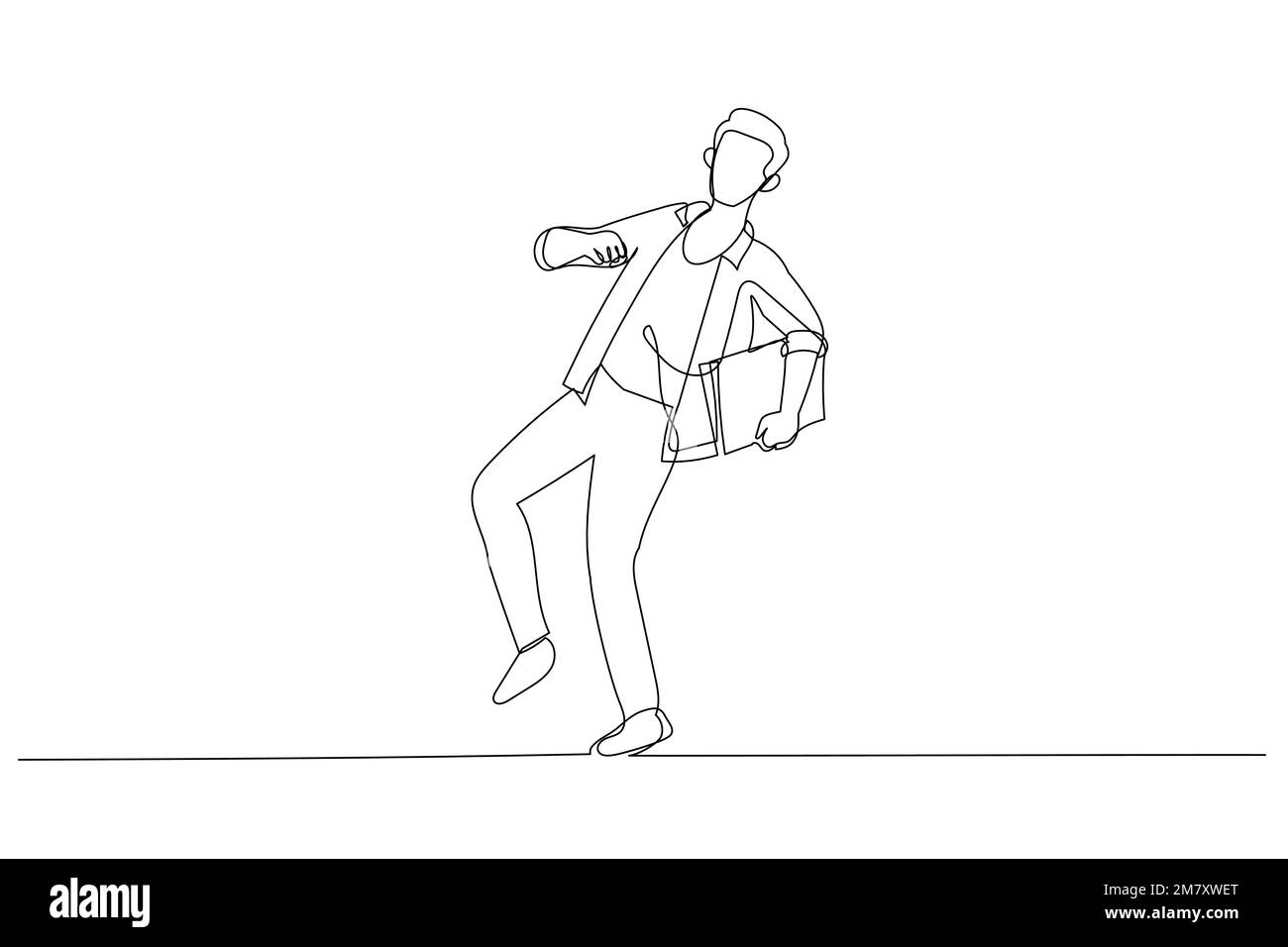 Drawing of student go to school with headphone running while listening ...