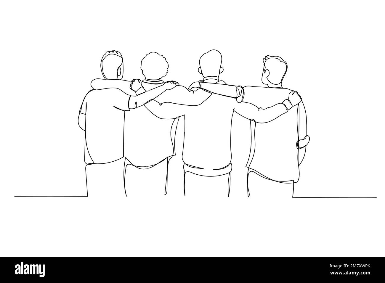 Cartoon of group of friends putting arms on shoulders embrace one ... Cartoon of group of friends putting arms on shoulders embrace one ...