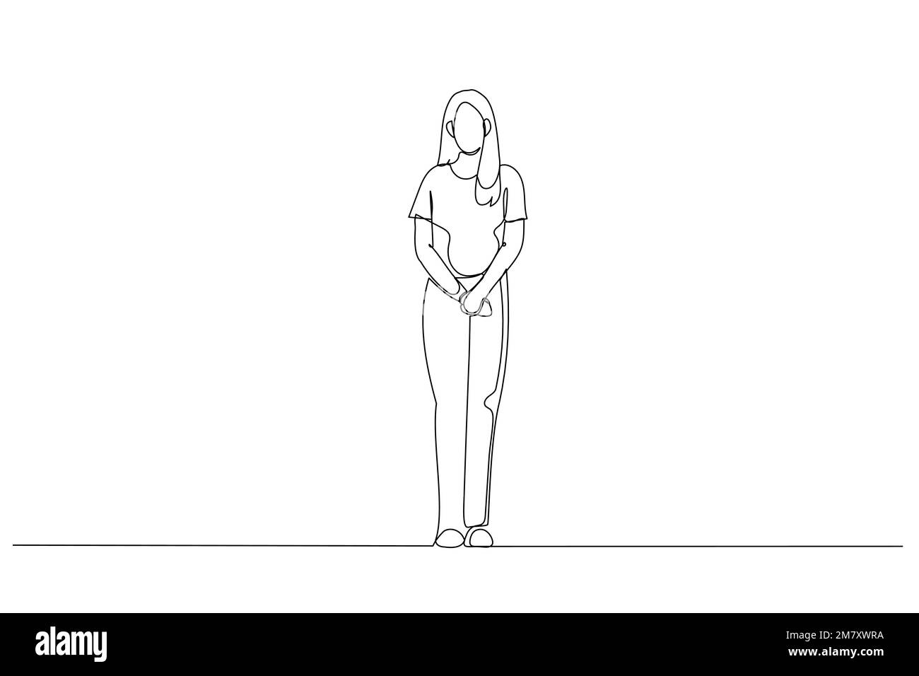Illustration of latin businesswoman standing and posing. Single line ...